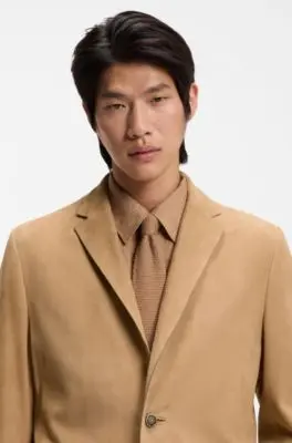 BOSS Suede Blazer With Amf Stitching - Beige