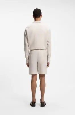 BOSS Tapered-fit Linen Shorts - Light Beige