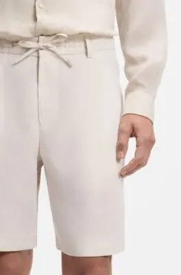 BOSS Tapered-fit Linen Shorts - Light Beige