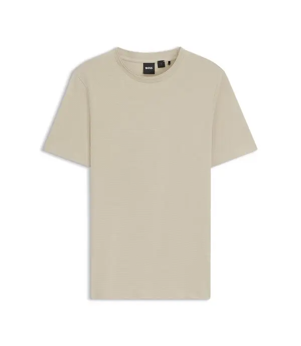 BOSS Bubble-jacquard Structure T-shirt In A Cotton Blend - Light Beige