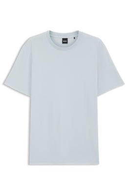 BOSS Bubble-jacquard Structure T-shirt In A Cotton Blend - Light Blue