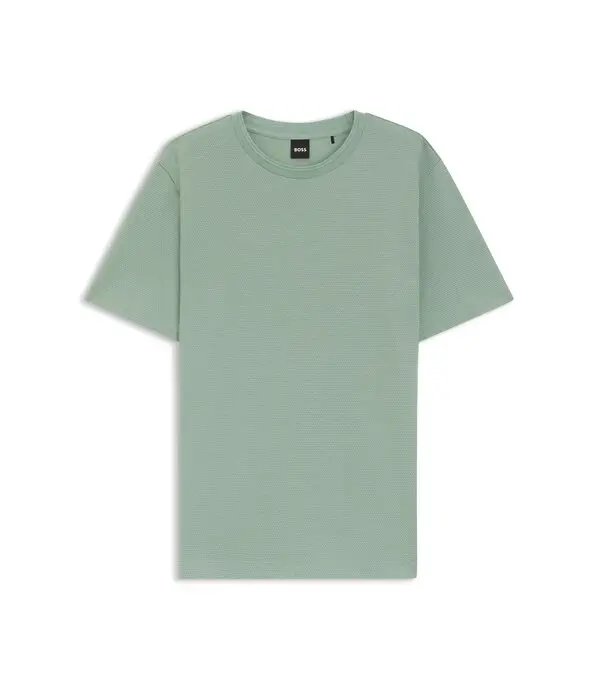 BOSS Bubble-jacquard Structure T-shirt In A Cotton Blend - Light Green