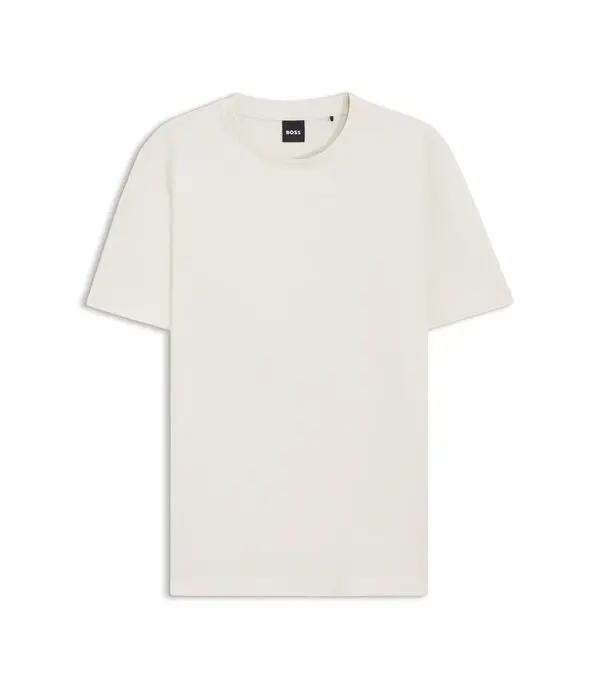 BOSS Bubble-jacquard Structure T-shirt In A Cotton Blend - White