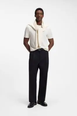 BOSS Bubble-jacquard Structure T-shirt In A Cotton Blend - White