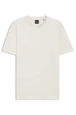 BOSS Bubble-jacquard Structure T-shirt In A Cotton Blend - White