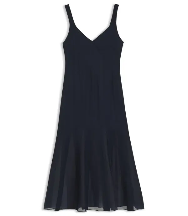 BOSS Satin Slip Dress With Organza Inserts - Dark Blue