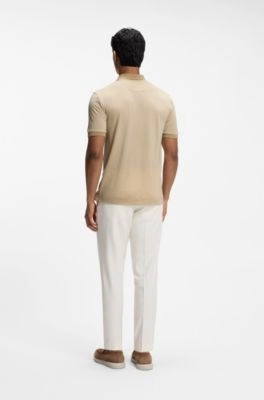 BOSS Regular-fit Polo Shirt In Wool With Zipper Placket - Light Beige