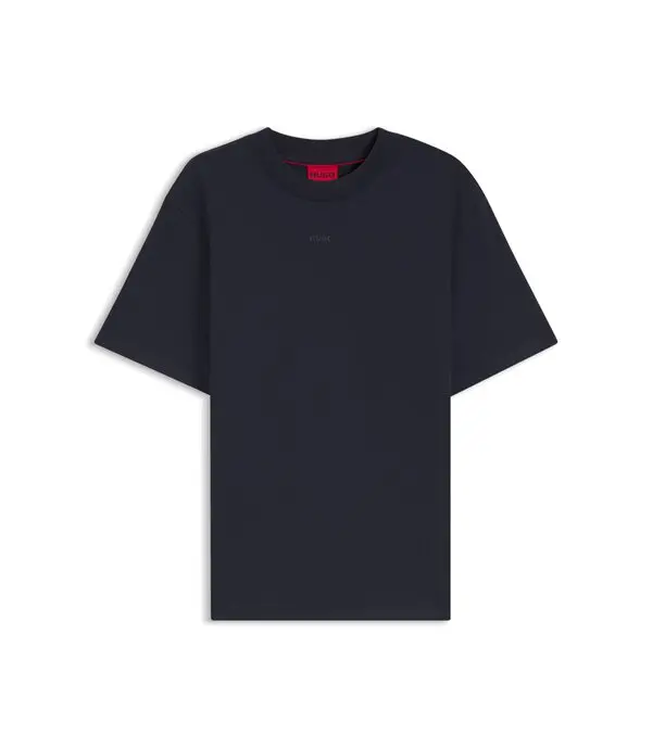 Hugo Relaxed-fit Cotton-jersey T-shirt With Logo Print - Dark Blue