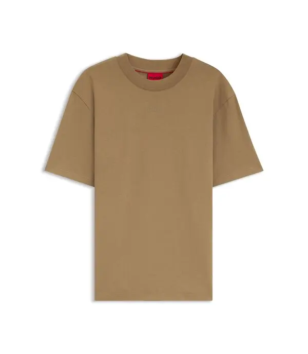 Hugo Relaxed-fit Cotton-jersey T-shirt With Logo Print - Beige