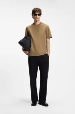 Hugo Relaxed-fit Cotton-jersey T-shirt With Logo Print - Beige