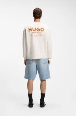 Hugo Logo-print Cotton Terry Sweatshirt - White