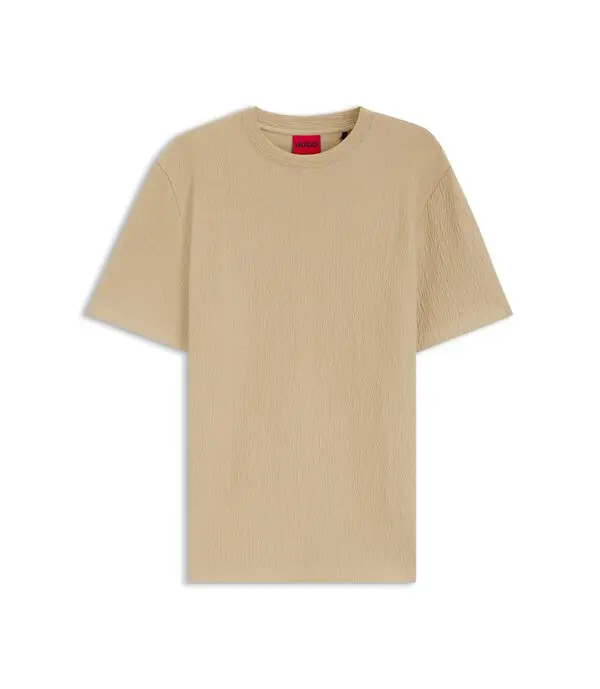 Hugo Cotton-blend T-shirt With Creased Effect - Beige