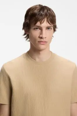 Hugo Cotton-blend T-shirt With Creased Effect - Beige