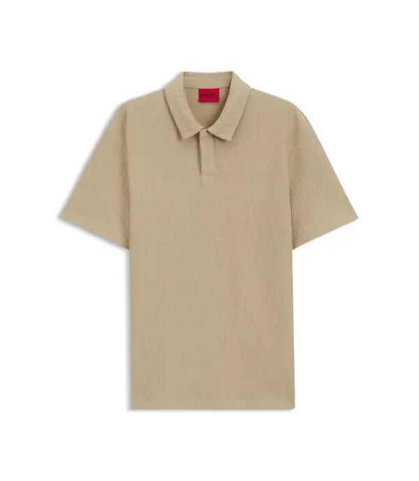 Hugo Cotton-blend Polo Shirt With Creased Effect - Beige