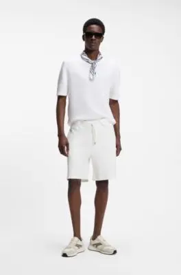 Hugo Stretch-cotton Shorts With Creased Effect - White