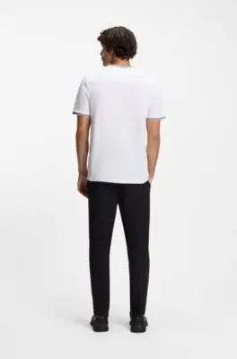 BOSS Stretch-cotton T-shirt With Stripes And Logo - White