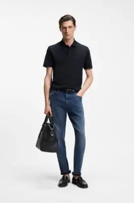 BOSS Cotton-blend Polo Shirt With Bubble-structured Jacquard