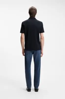 BOSS Cotton-blend Polo Shirt With Bubble-structured Jacquard