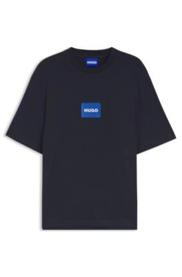 Hugo Logo-print T-shirt In Cotton Jersey - Dark Blue