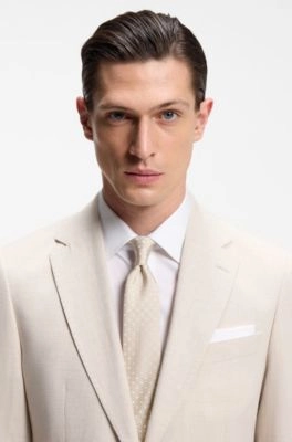 BOSS Jacquard-pattern Silk-blend Tie - Light Beige