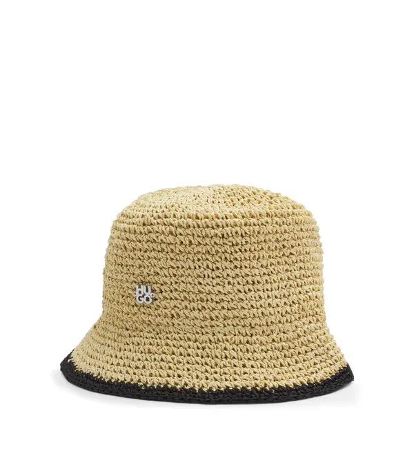 Hugo Raffia Bucket Hat With Logo