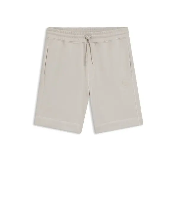 BOSS Cotton-terry Shorts With Logo Patch - Light Grey