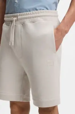 BOSS Cotton-terry Shorts With Logo Patch - Light Grey
