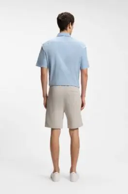 BOSS Cotton-terry Shorts With Logo Patch - Light Grey