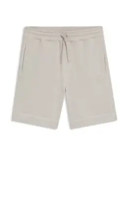 BOSS Cotton-terry Shorts With Logo Patch - Light Grey