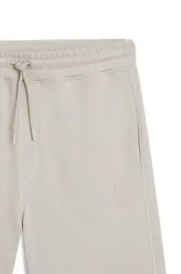 BOSS Cotton-terry Shorts With Logo Patch - Light Grey
