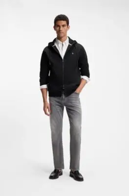 BOSS Cotton-blend Zip-up Hoodie With Monogram - Black