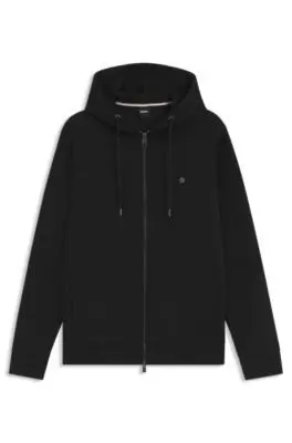 BOSS Cotton-blend Zip-up Hoodie With Monogram - Black