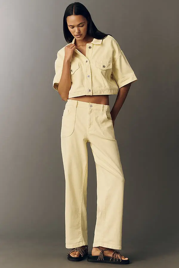 PILCRO Regenerative Cotton Cropped Denim Jacket