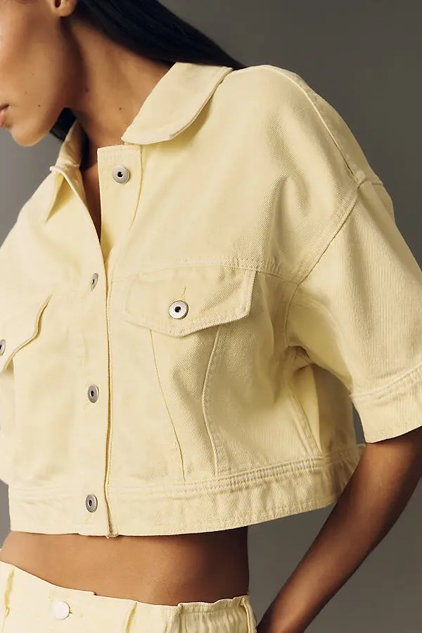 PILCRO Regenerative Cotton Cropped Denim Jacket