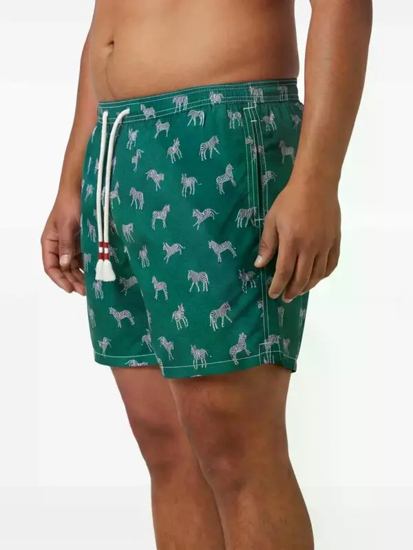 MC2 SAINT BARTH Zebra-print Swim Shorts - Green