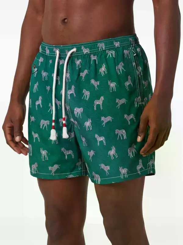 MC2 SAINT BARTH Zebra-print Swim Shorts - Green