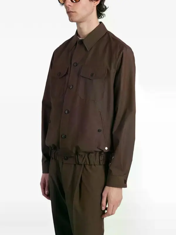 GREYED Elasticated-hem Button-up Jacket