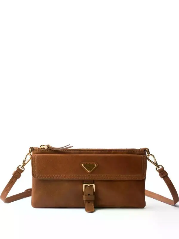 Prada Nappa Leather Wallet With Shoulder Strap - Brown