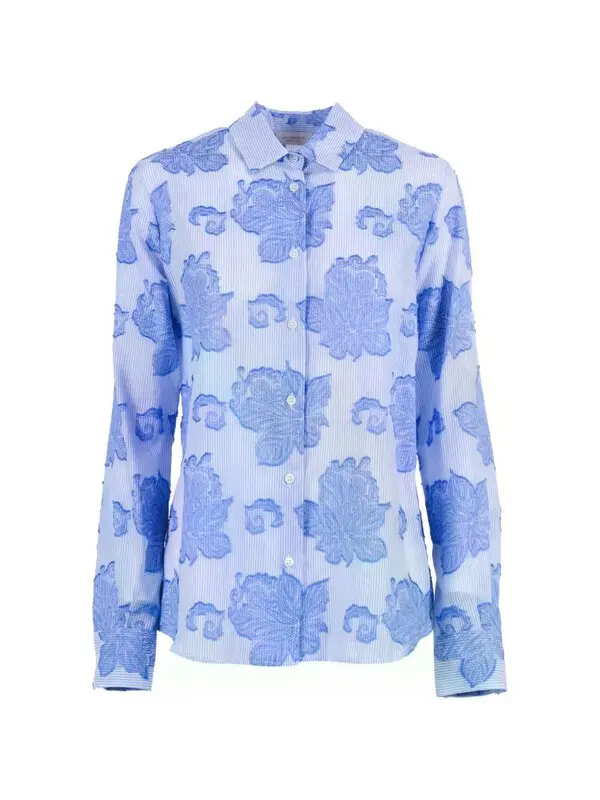 MAZZARELLI Damask-pattern Striped Shirt