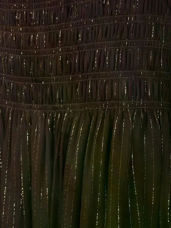 SELF-PORTRAIT Georgette Metallic-thread Shirred Maxi Dress