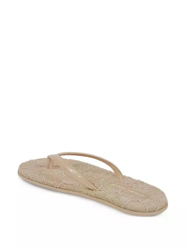 Ermanno Scervino Lace-covered Patent-leather Flip-flops