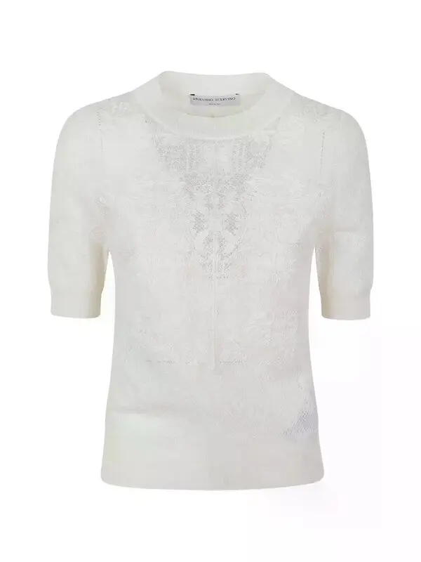 Ermanno Scervino Lace-knit Short-sleeve Sweater
