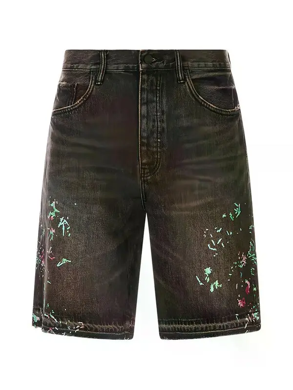 PURPLE BRAND Paint-splatter Denim Shorts