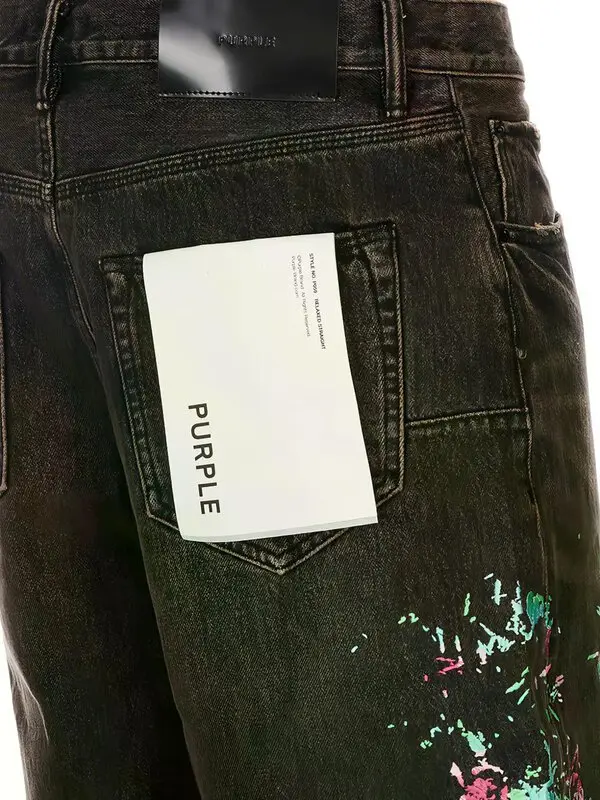 PURPLE BRAND Paint-splatter Denim Shorts