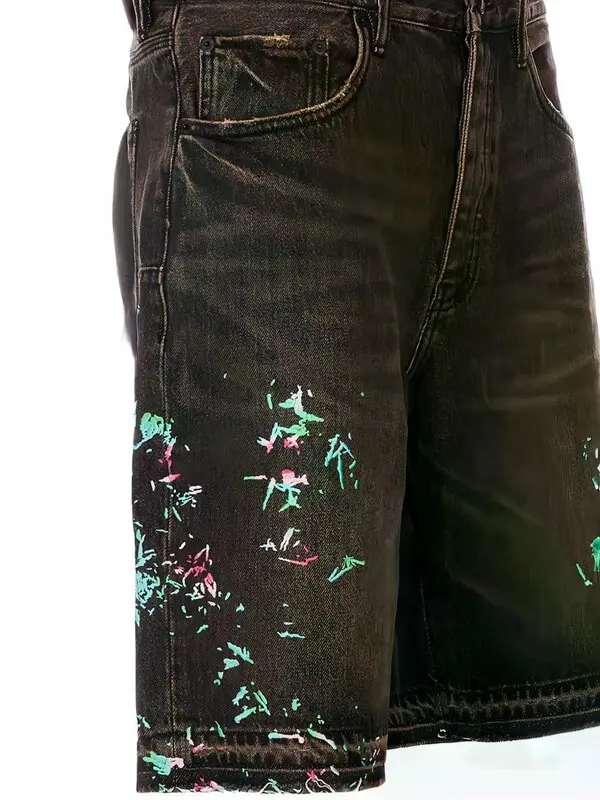 PURPLE BRAND Paint-splatter Denim Shorts