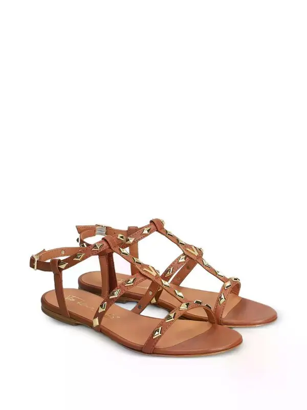 VIA ROMA 15 Stud-embellished Leather Sandals