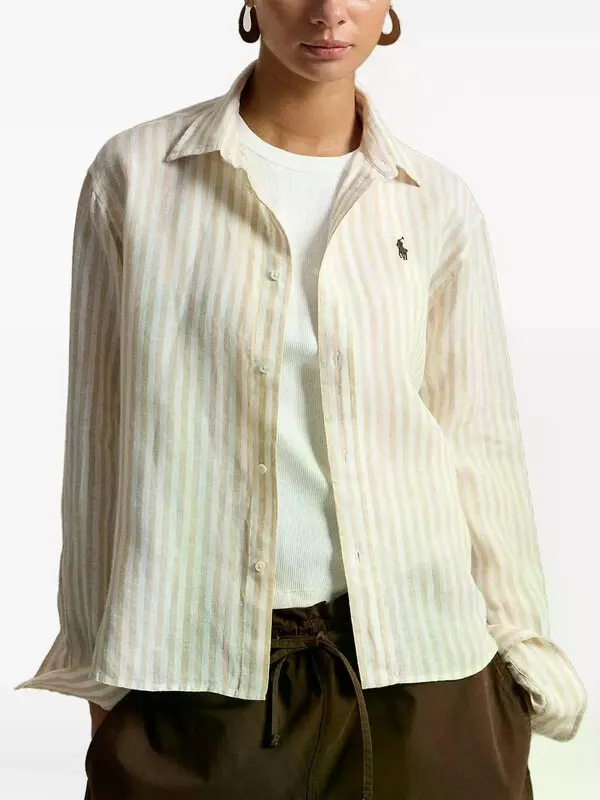 Polo Ralph Lauren Striped Linen Cropped Shirt