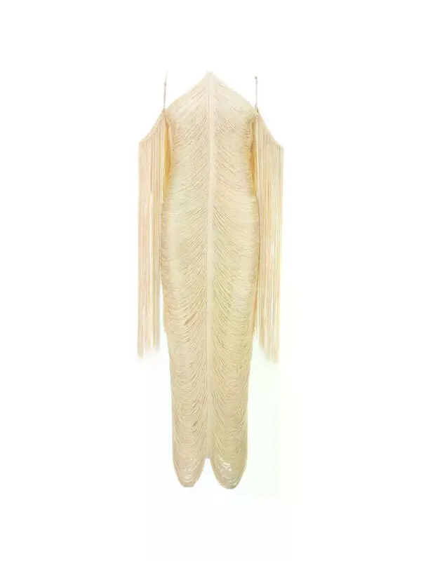 BLESS Pelta Fringed Halterneck Maxi Dress