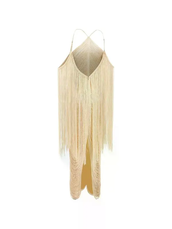 BLESS Pelta Fringed Halterneck Maxi Dress