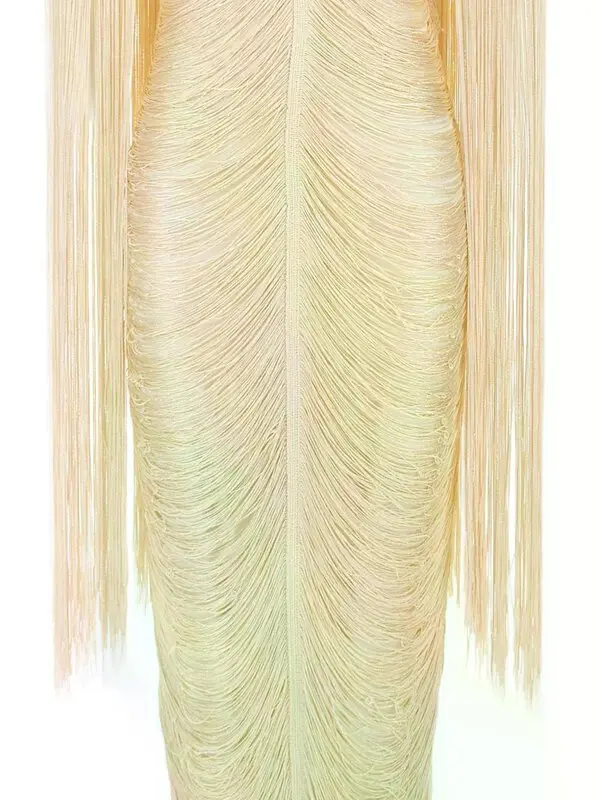 BLESS Pelta Fringed Halterneck Maxi Dress